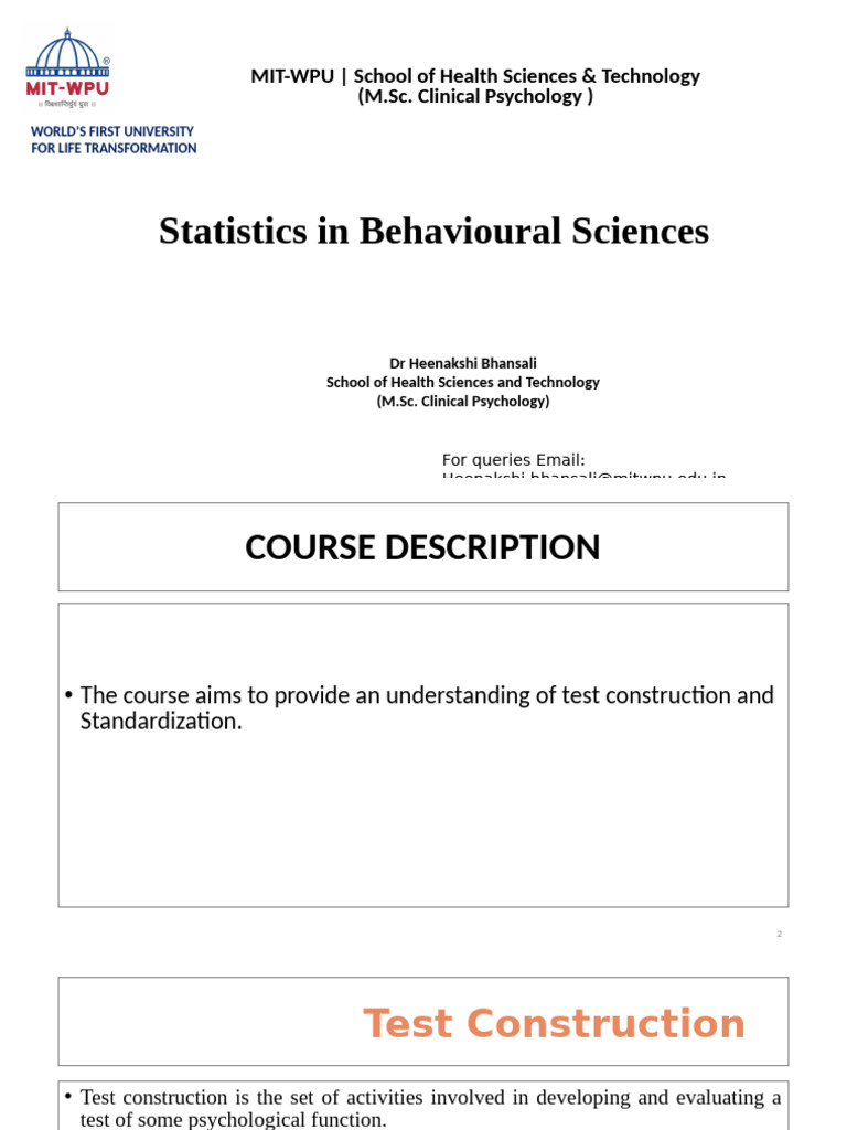 Statistics in Behavioural Sciences | PDF | Validity (Statistics) | Percentile