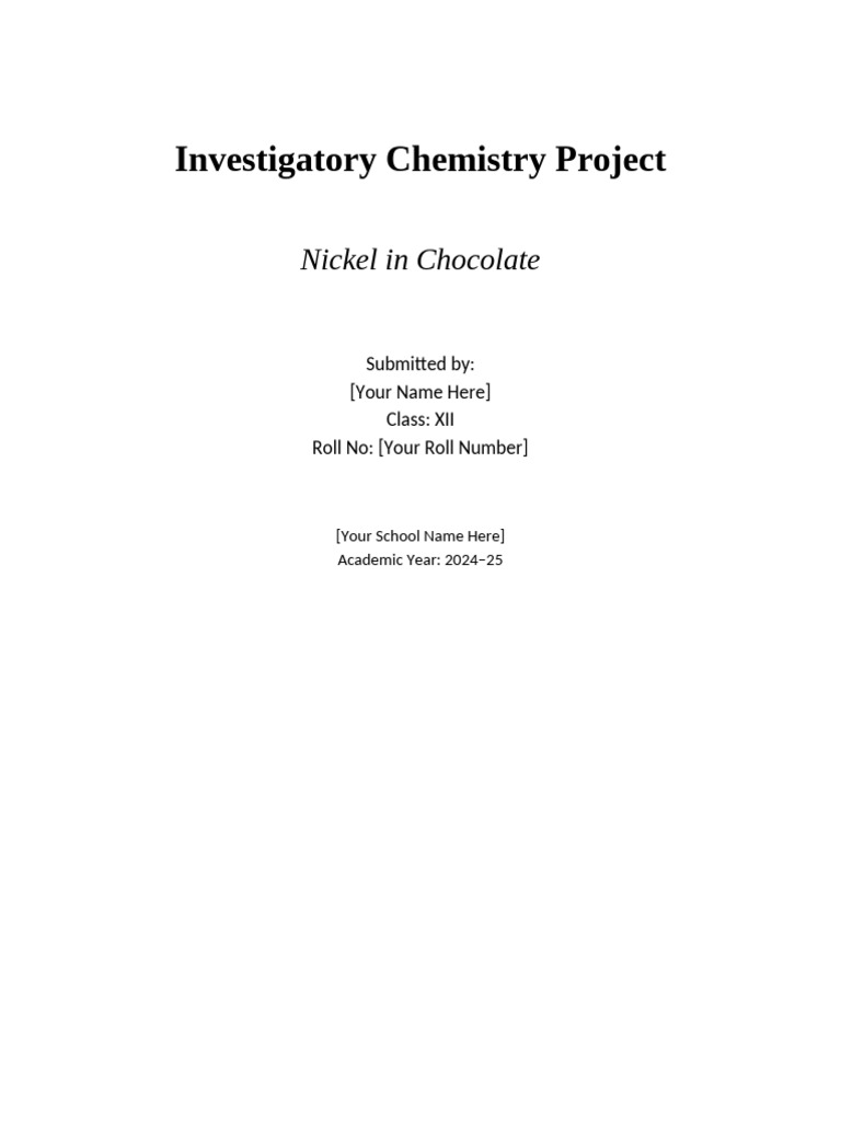 Nickel in Chocolate Project Updated | PDF | Nickel | Iron