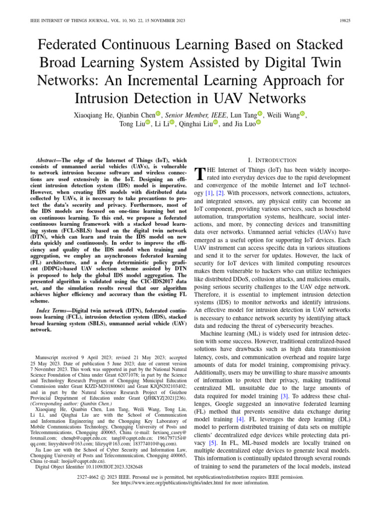 Federated Continuous Learning Based On Stacked Broad Learning System Assisted by Digital Twin ...