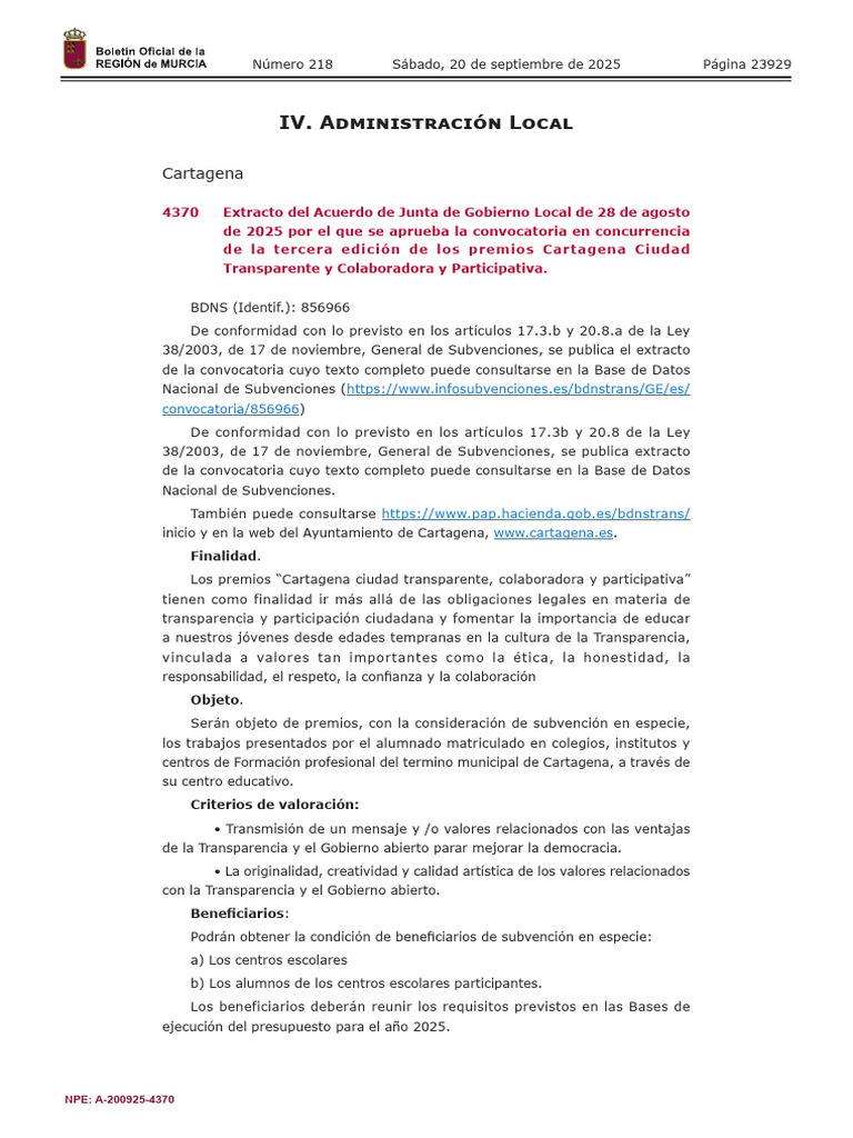 IV. Administración Local: Cartagena | PDF | Gobierno local | Gobierno