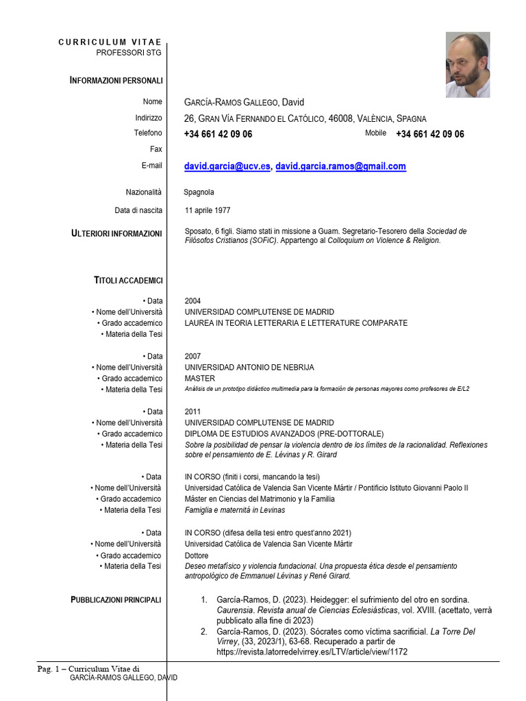 Curriculum Vitae de David García-Ramos | PDF