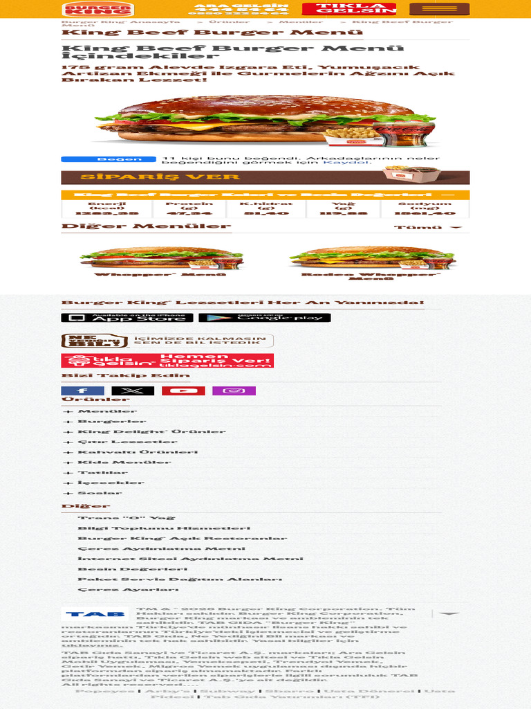 King Beef Burger Menü Burger King® | PDF