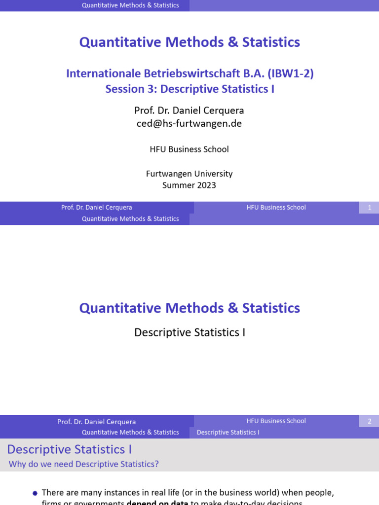 Descriptive Statistics Overview Guide | PDF | Descriptive Statistics ...