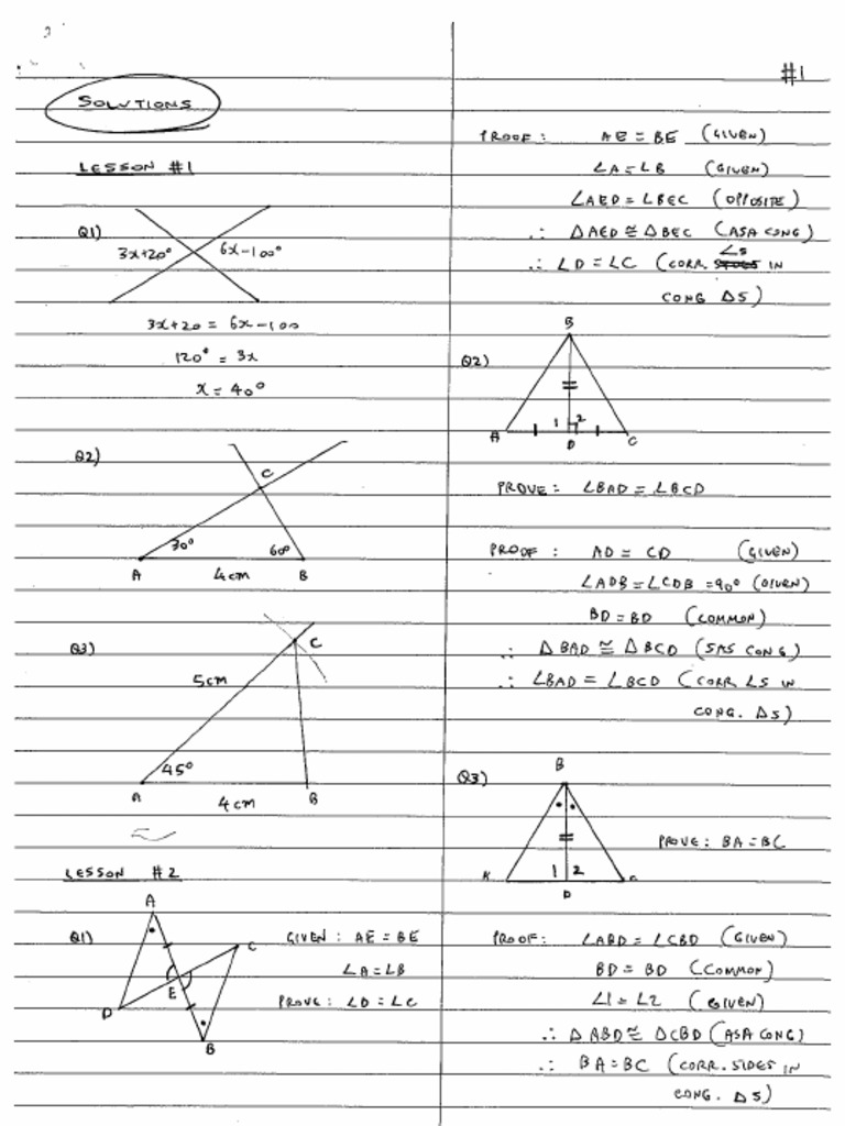 Yr 8 Geom Set Work Solutions | PDF