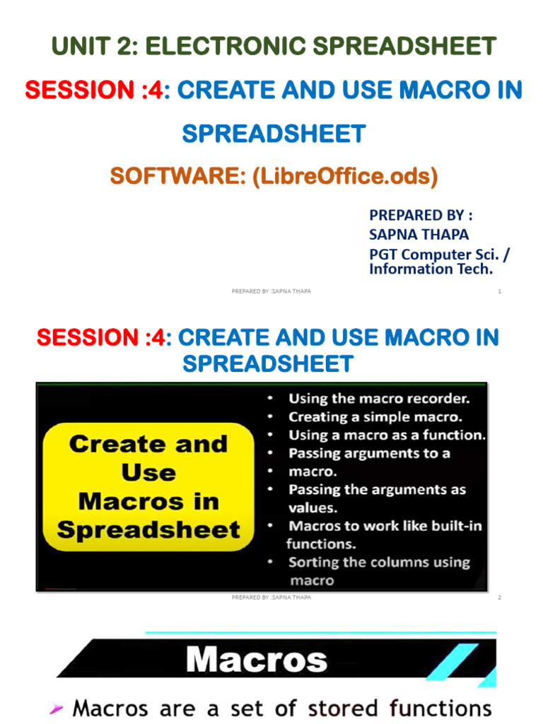 Macro in Spreadsheet Unit2 Practical | PDF