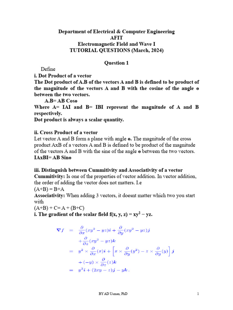 Electromagnetic Field Tutorial Questions | PDF | Radio Propagation ...