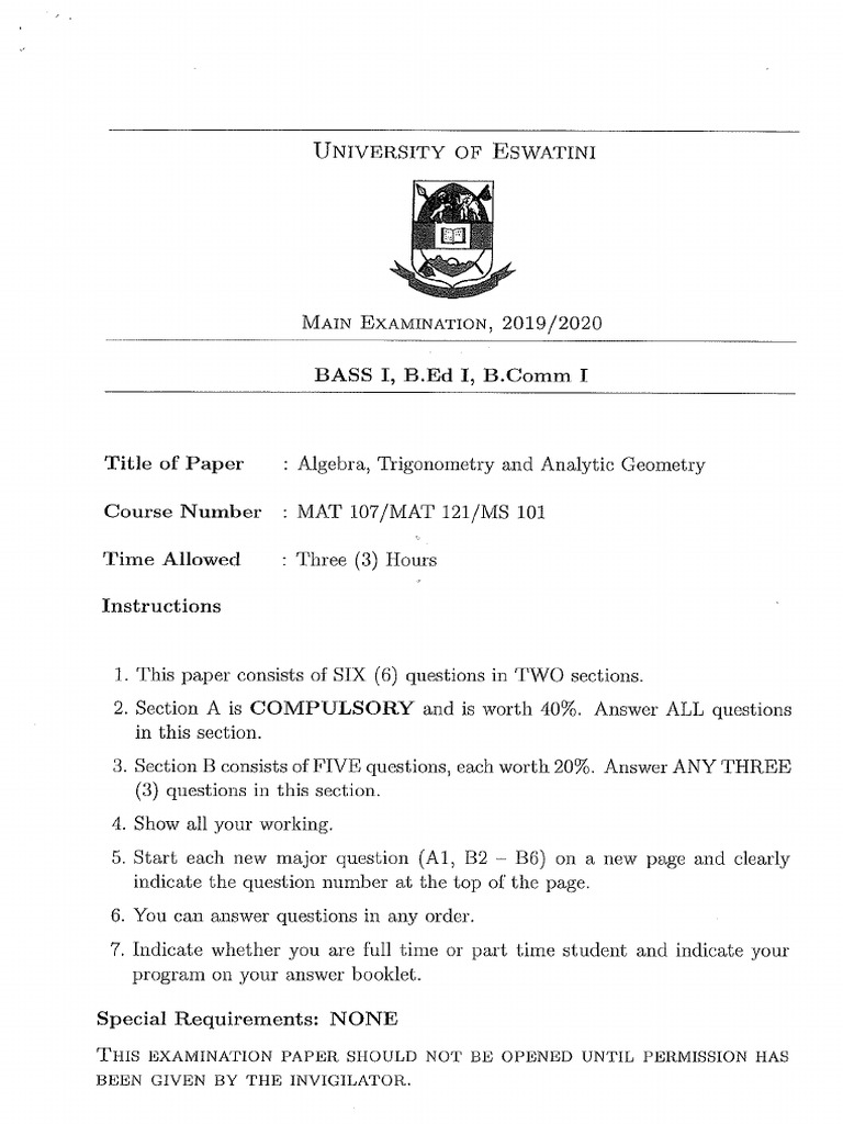 Mat 107 M 2020 | PDF