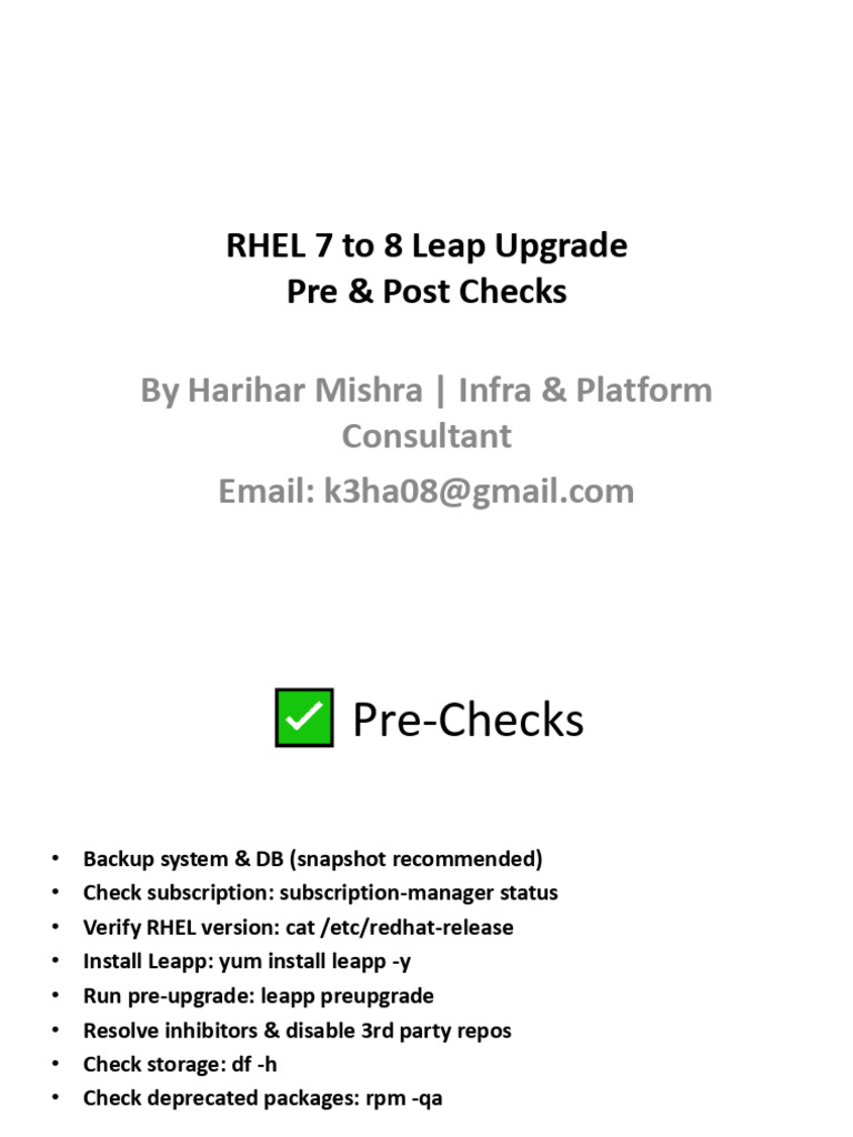 RHEL 7 to 8 Upgrade Guide | PDF