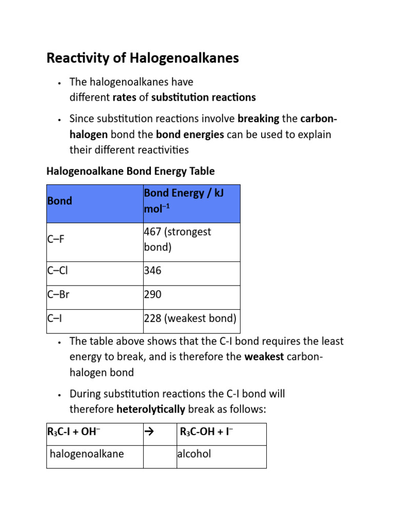 5) Reactivity of Halogenoalkanes | PDF