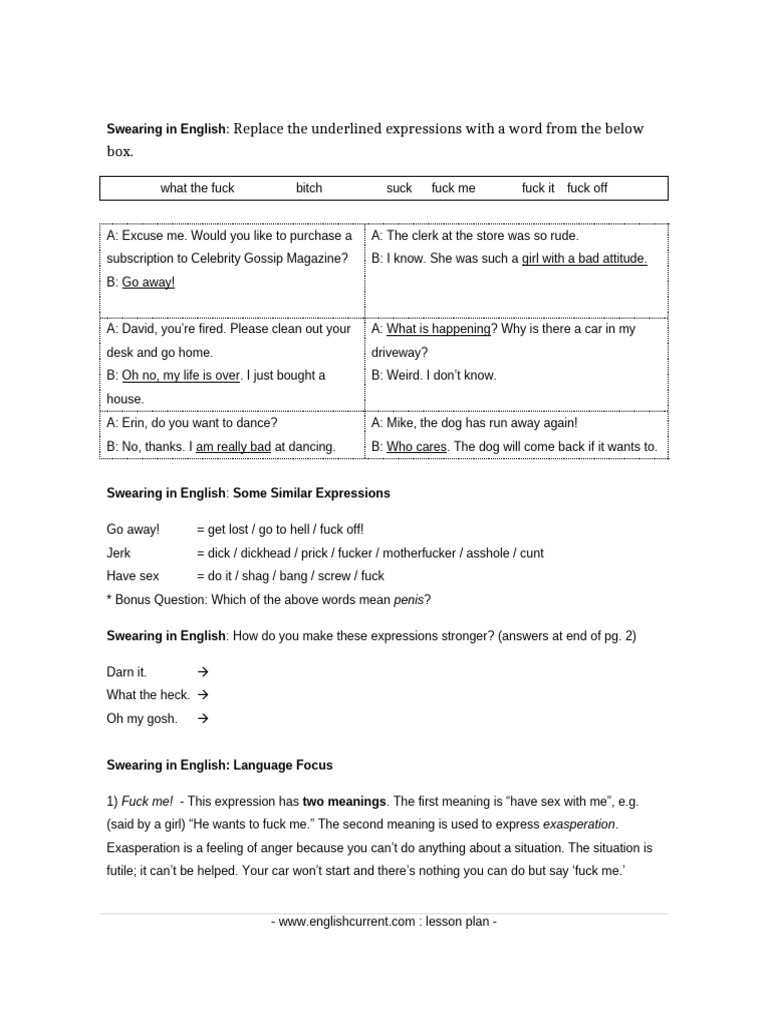 Understanding English Swear Words | PDF | English Language | Verb