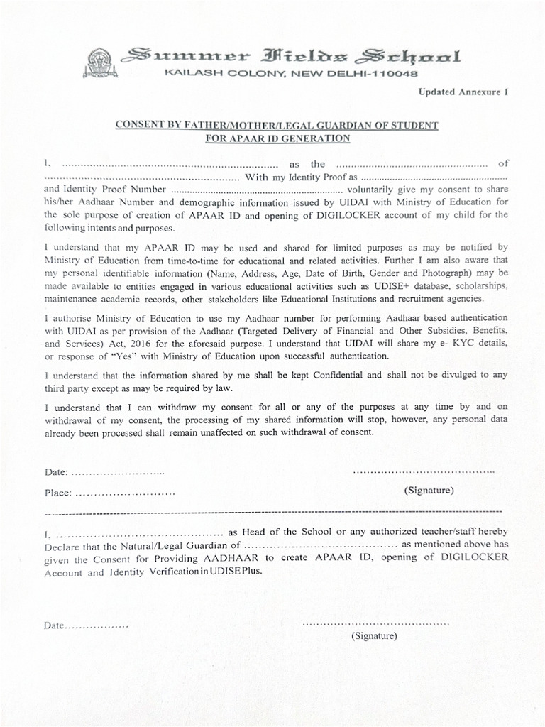 Apaar Consent Form | PDF