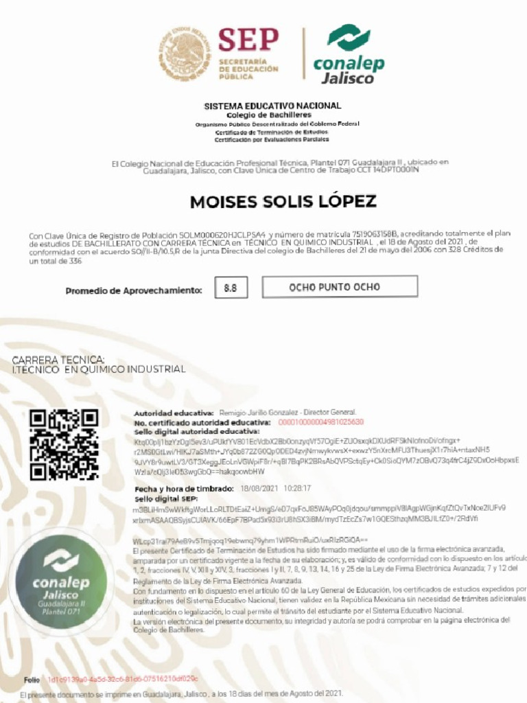 Certificado Conalep | PDF