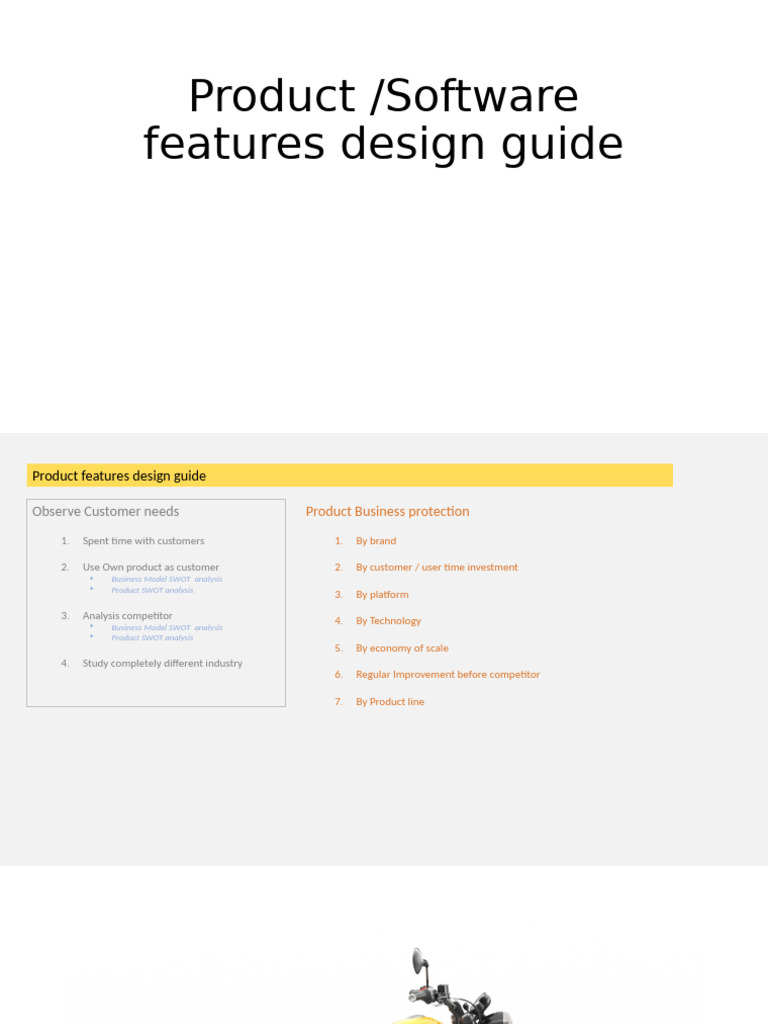 Product Features Design & Strategy Guide | PDF | Swot Analysis | Computing