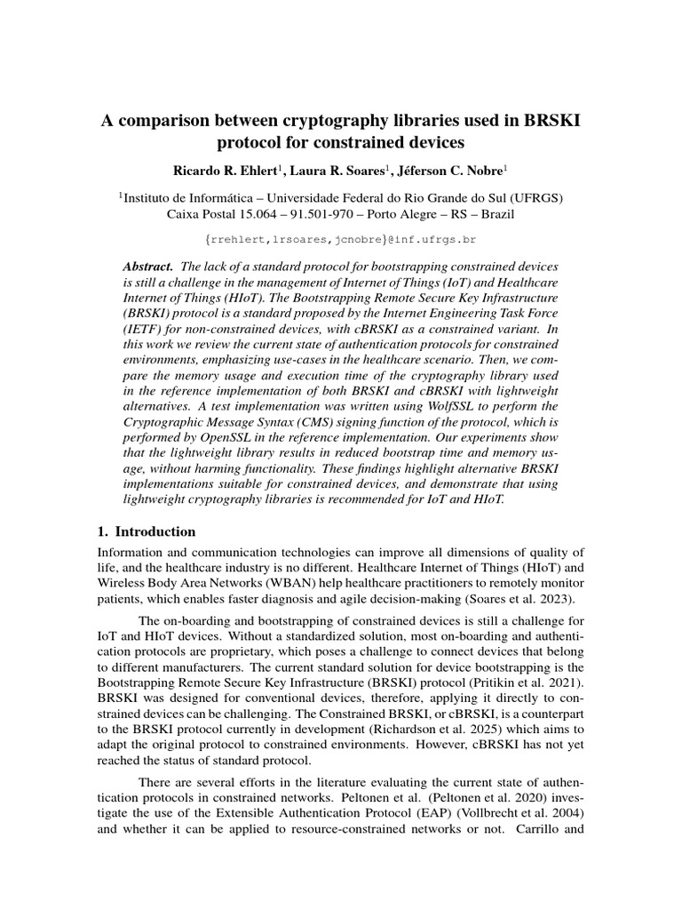 A Comparison Between Cryptography Libraries Used in BRSKI Protocol For ...