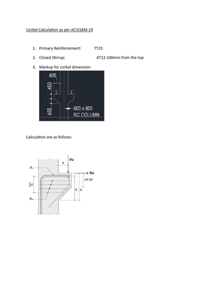 Corbel Calculation per ACI318M-19 | PDF