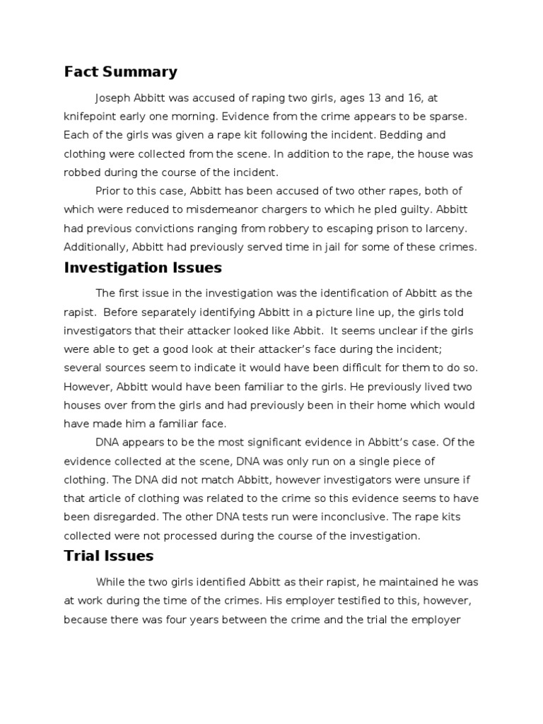 Joseph Abbitt | PDF | Rape | Dna Profiling
