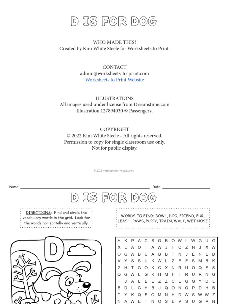 Dog Vocabulary Word Search Worksheet | PDF | Dogs