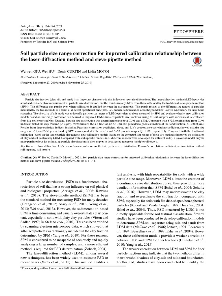 Soil Particle Size Range Correction For Improved Calibration ...