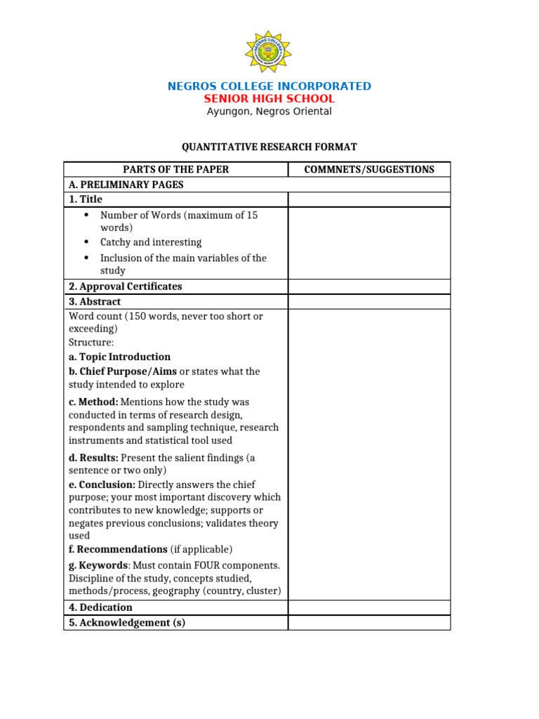 QUANTITATIVE-RESEARCH-FORMAT | PDF | Theory | Scientific Method
