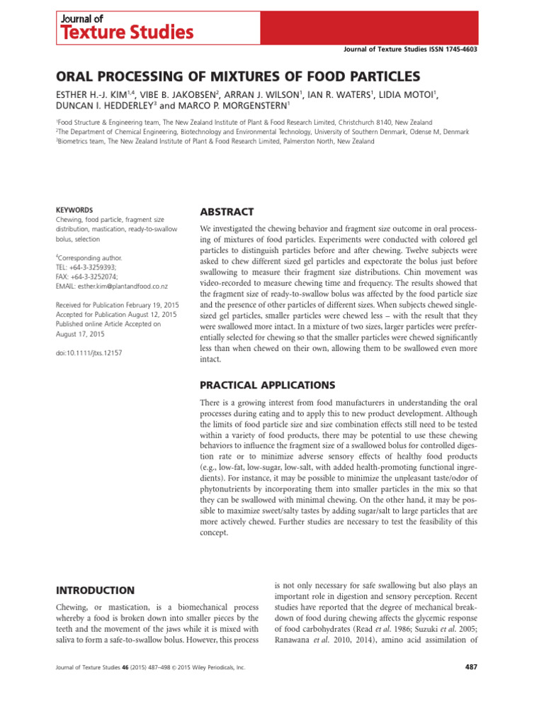014.2015JournalofTextureStudies | PDF | Foods | Analysis Of Variance