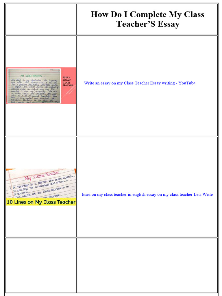 How Do I Complete My Class Teacher's Essay | PDF | Essays | Thesis