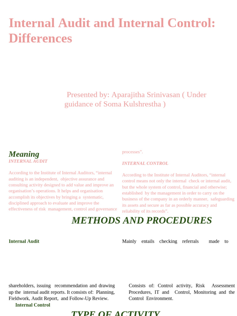 Internal Audit vs Internal Control Explained | PDF | Internal Control ...