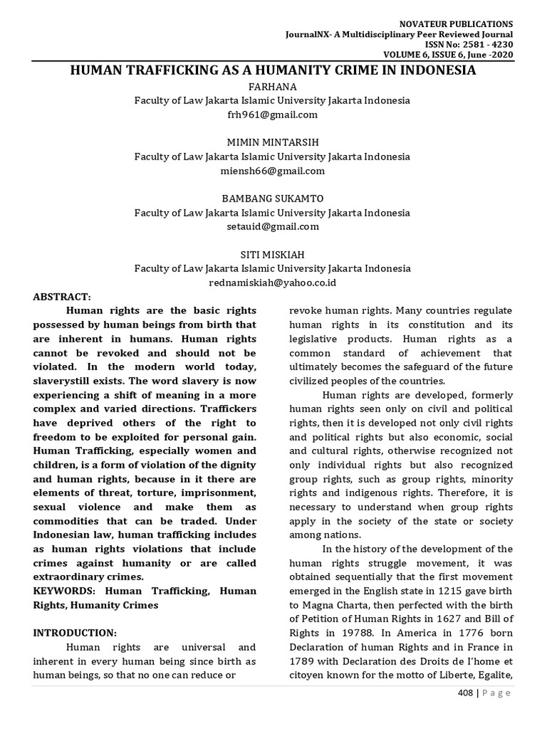 Human Trafficking As A Humanity Crime in F97a4687 2 | PDF | Human ...