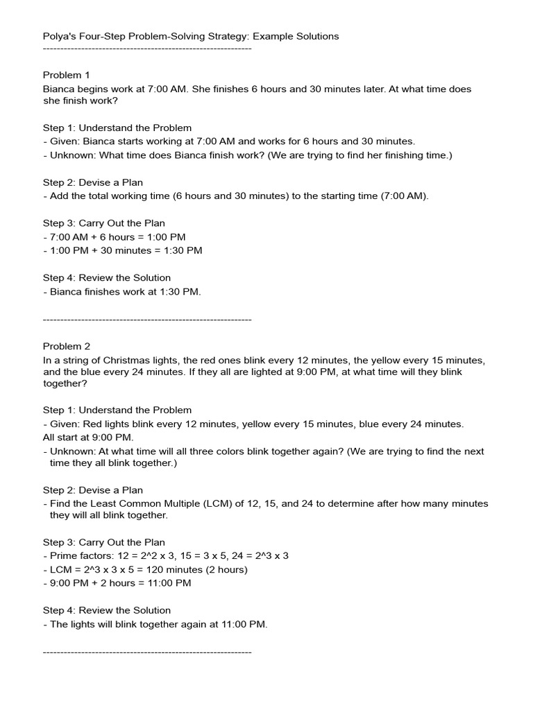 Example Polya Problems With Solutions | PDF | Volume