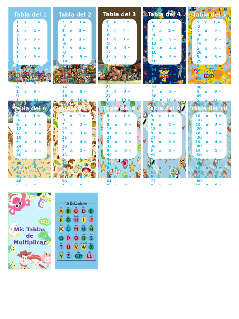 Tablas de Multiplicar Toy Story | PDF
