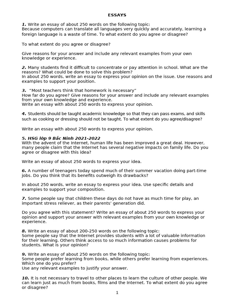 20 Hot Topics | PDF | Knowledge | Essays