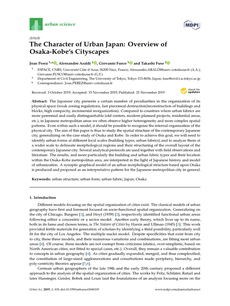 The Character of Urban Japan Overview of Osaka-Kob | PDF | City | Zoning