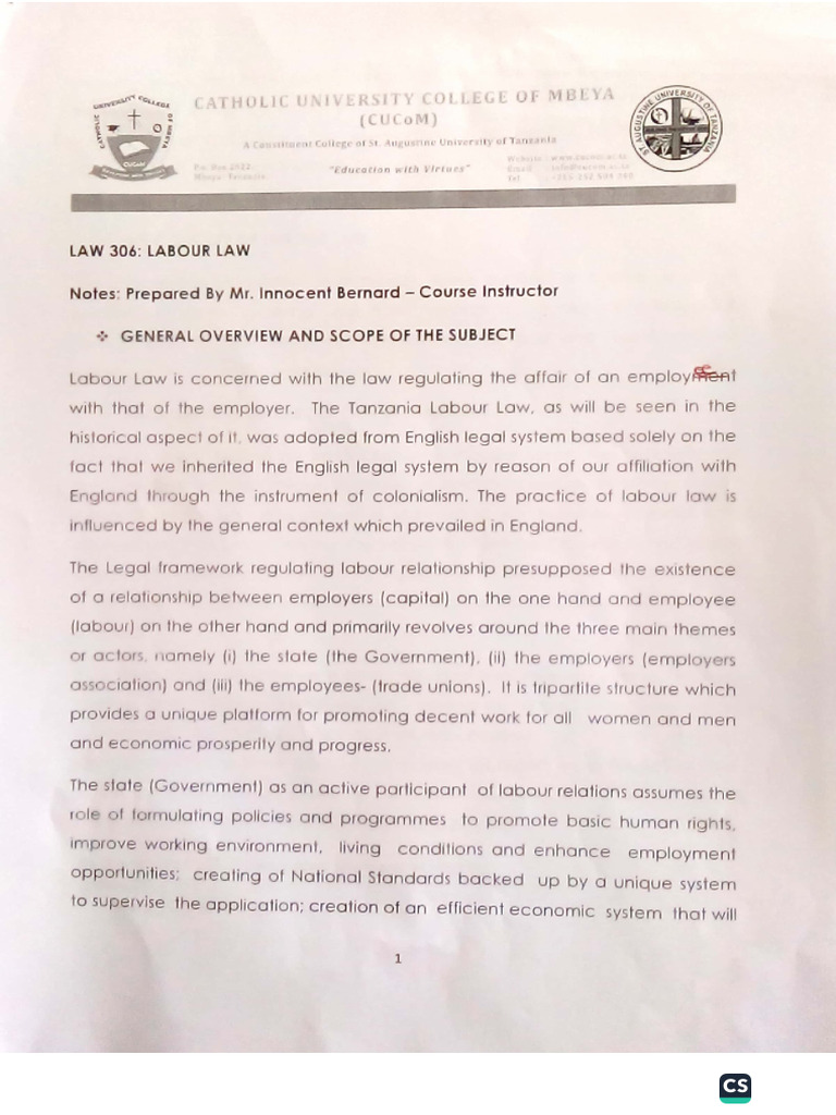 Labour Law First Topic Notice - llb3 | PDF
