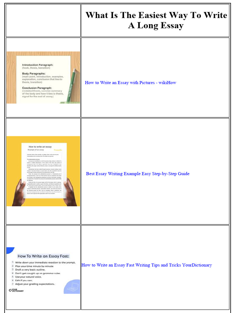 What Is The Easiest Way To Write A Long Essay | PDF | Essays | Thesis