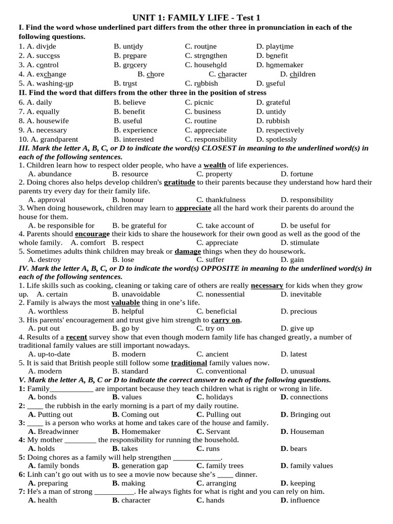Grade 10 Unit 1 - Test 1 Practice | PDF