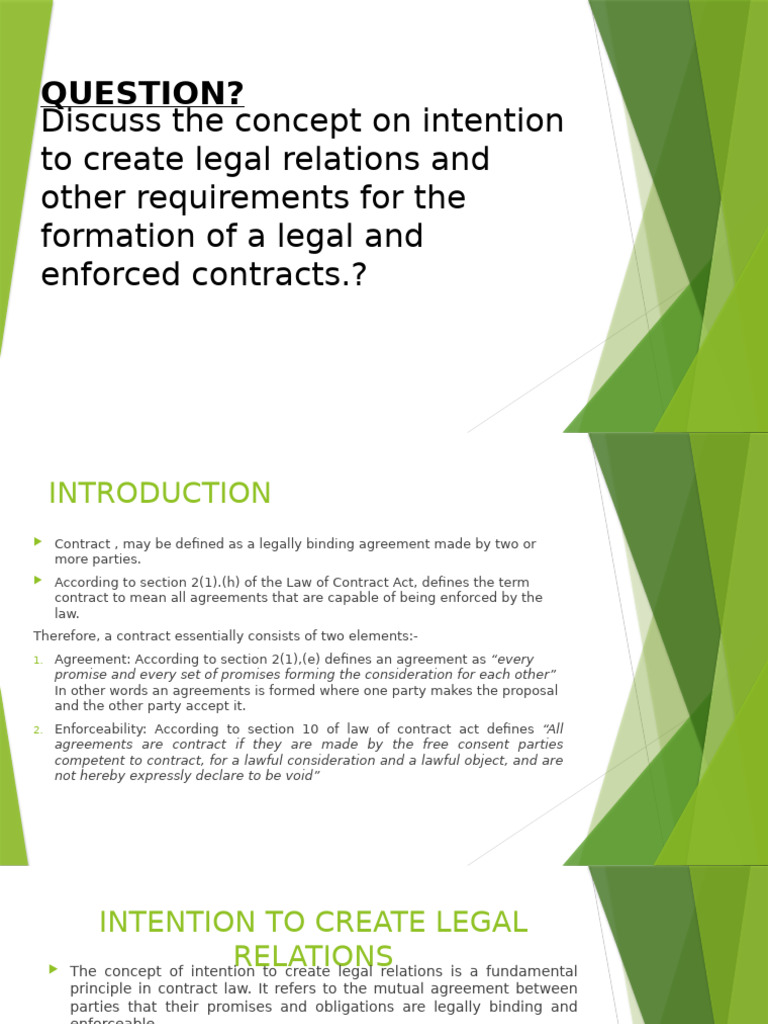 Intention in Legal Contract Formation | PDF | Consideration | Offer And ...