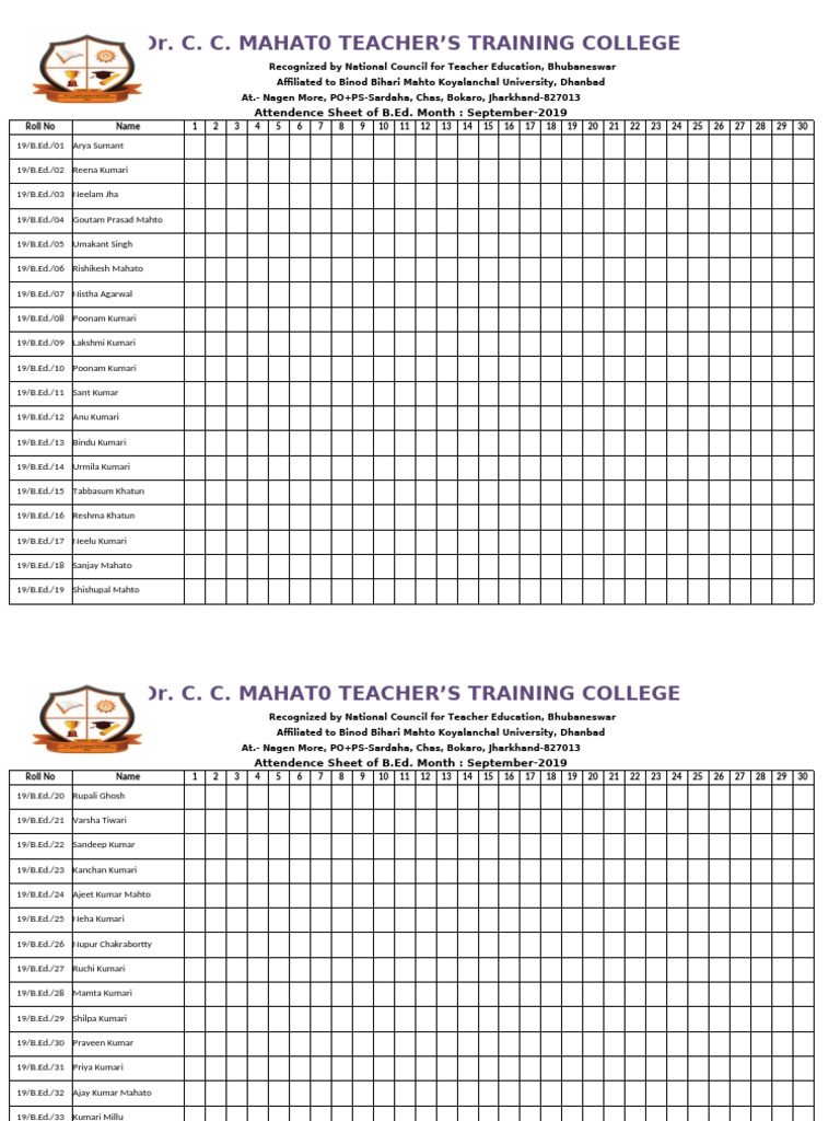 Class Attendance Yearly (July 2019 To March2020) 14 | PDF