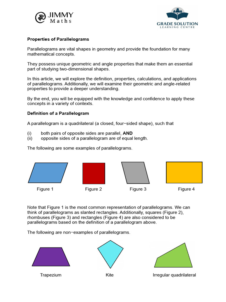 Understanding Parallelograms | PDF | Rectangle | Area