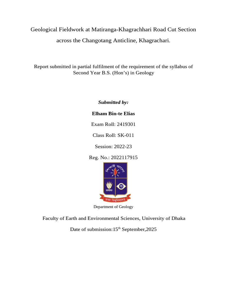 Geological Fieldwork Report: Changotang Anticline | PDF | Geology | Erosion