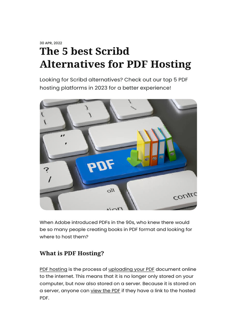 The 5 Best Scribd Alternatives For PDF Hosting | PDF | Computer File | Scribd