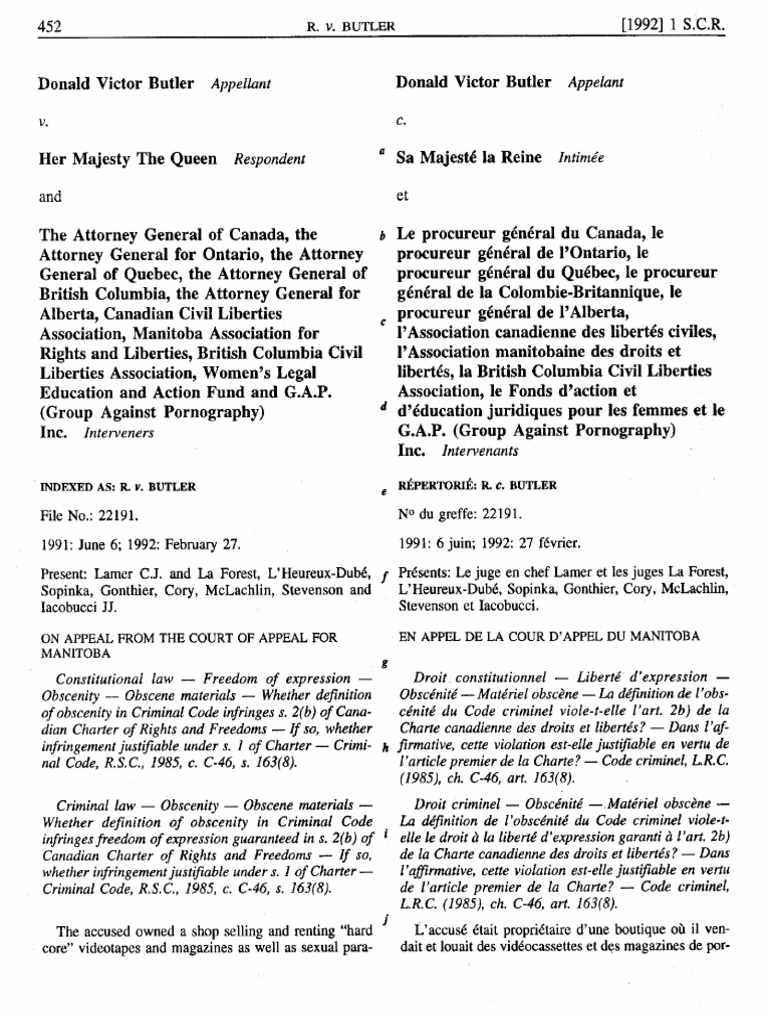 R v. Butler (1992) PDF | PDF