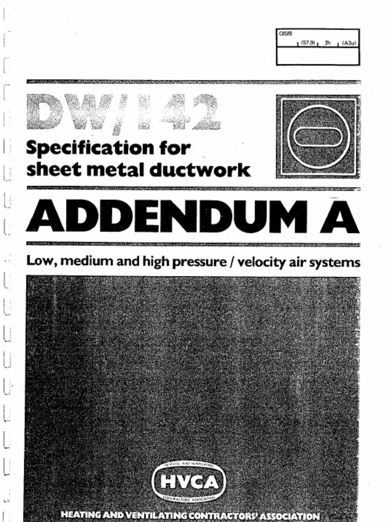 DW 142 Specification For Sheet Metal Ductwork Addendum A Compress | PDF