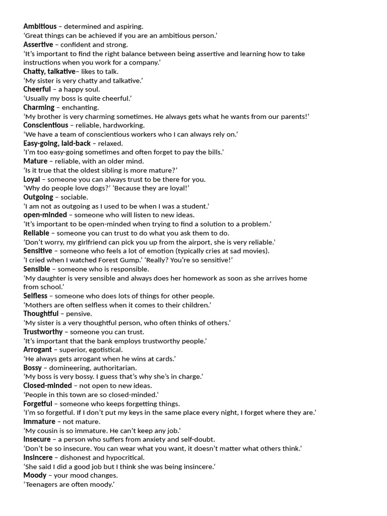 Appearance and Character Vocabulary Guide | PDF | Hair | Beard