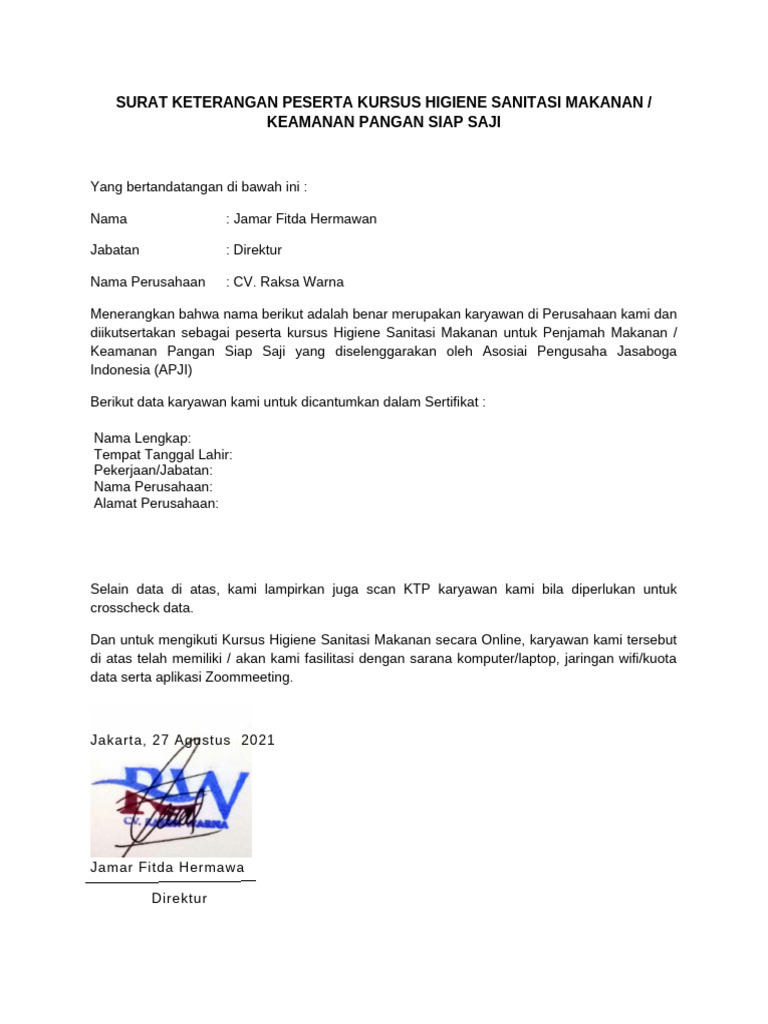 Blangko Surat Keterangan Karyawan | PDF