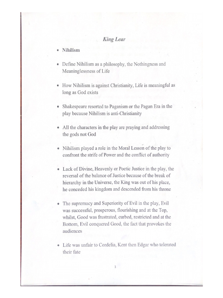 King Lear's Themes | PDF