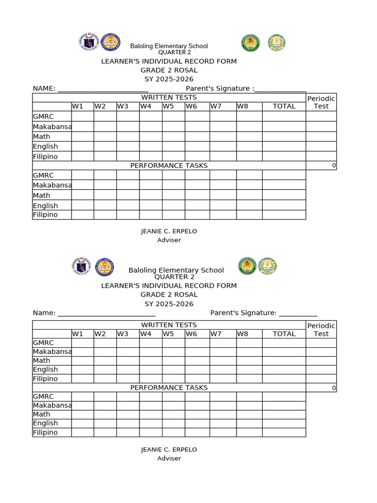 Learner's Individual Record Form | PDF
