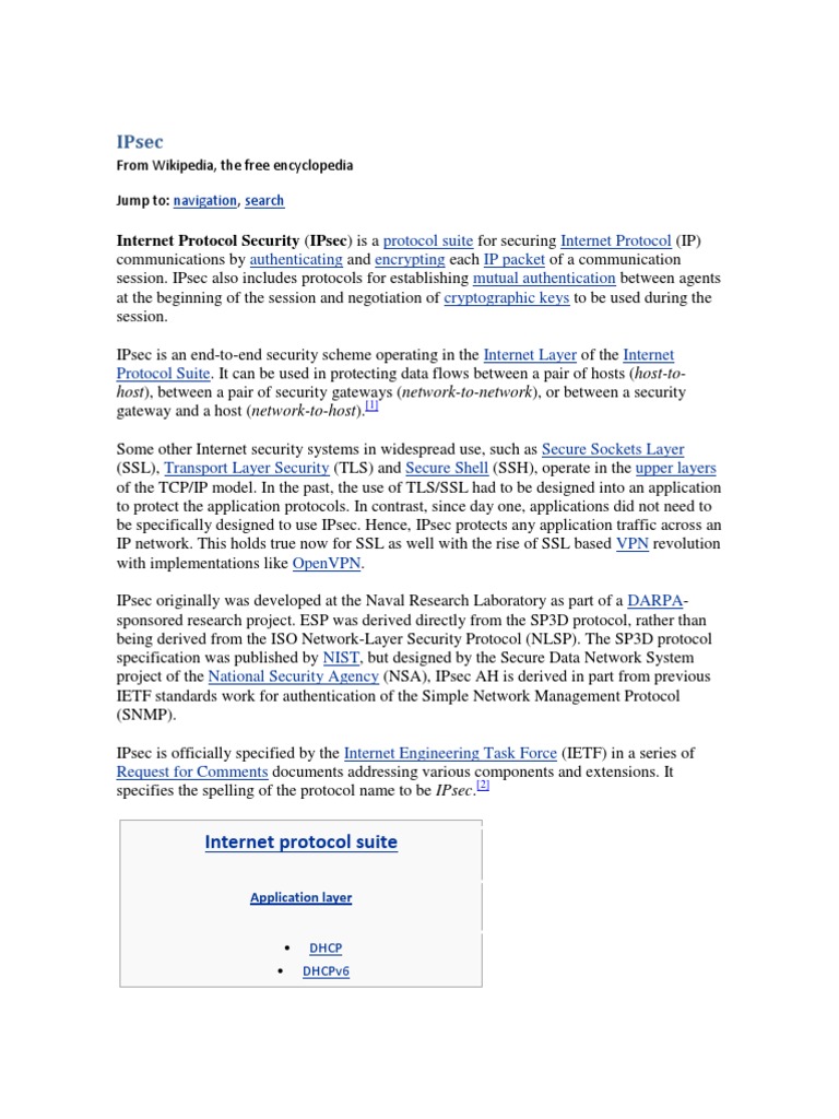 Ipsec: Internet Protocol Security (Ipsec) Is A | PDF | Internet Protocols | Cyberwarfare