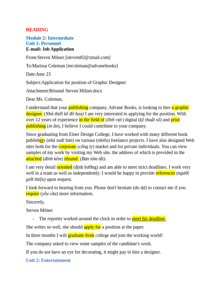 Job Application for Graphic Designer | PDF
