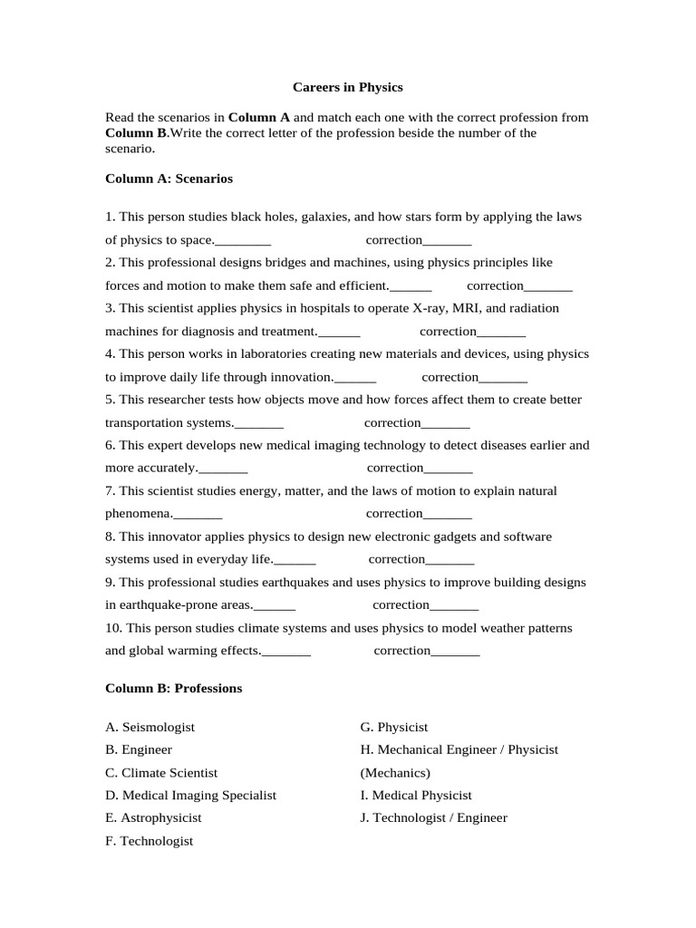 Careers in Physics ACTIVITY | PDF
