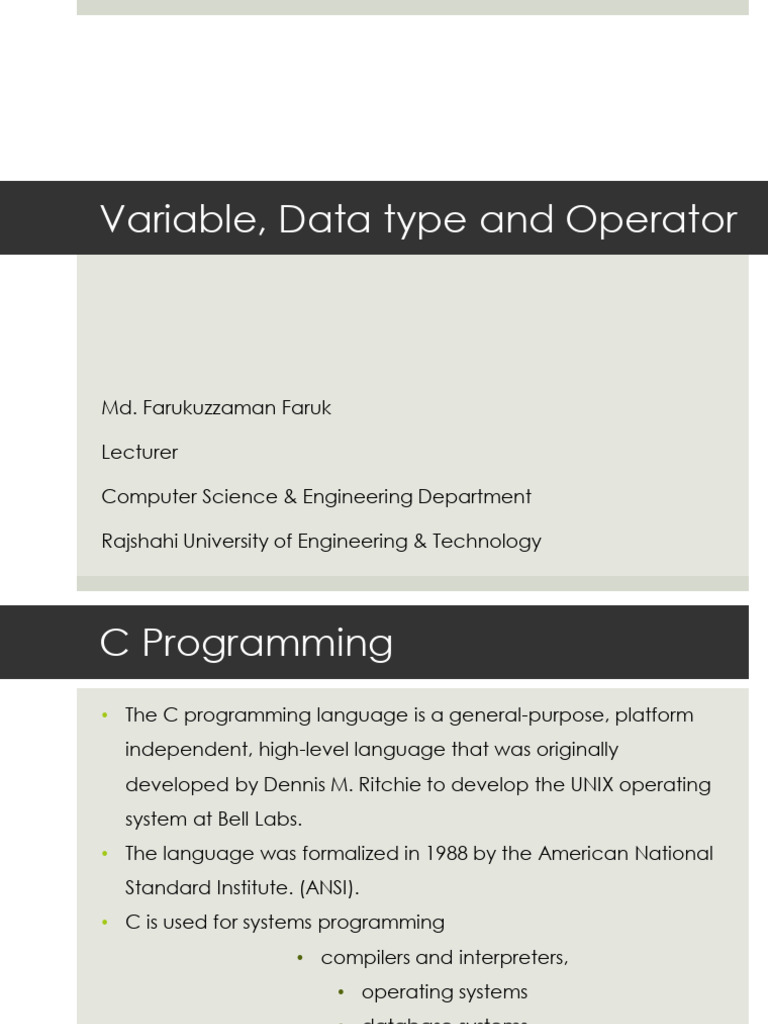1 Variable, Datatype&Operator 1 | PDF | Data Type | Integer (Computer Science)