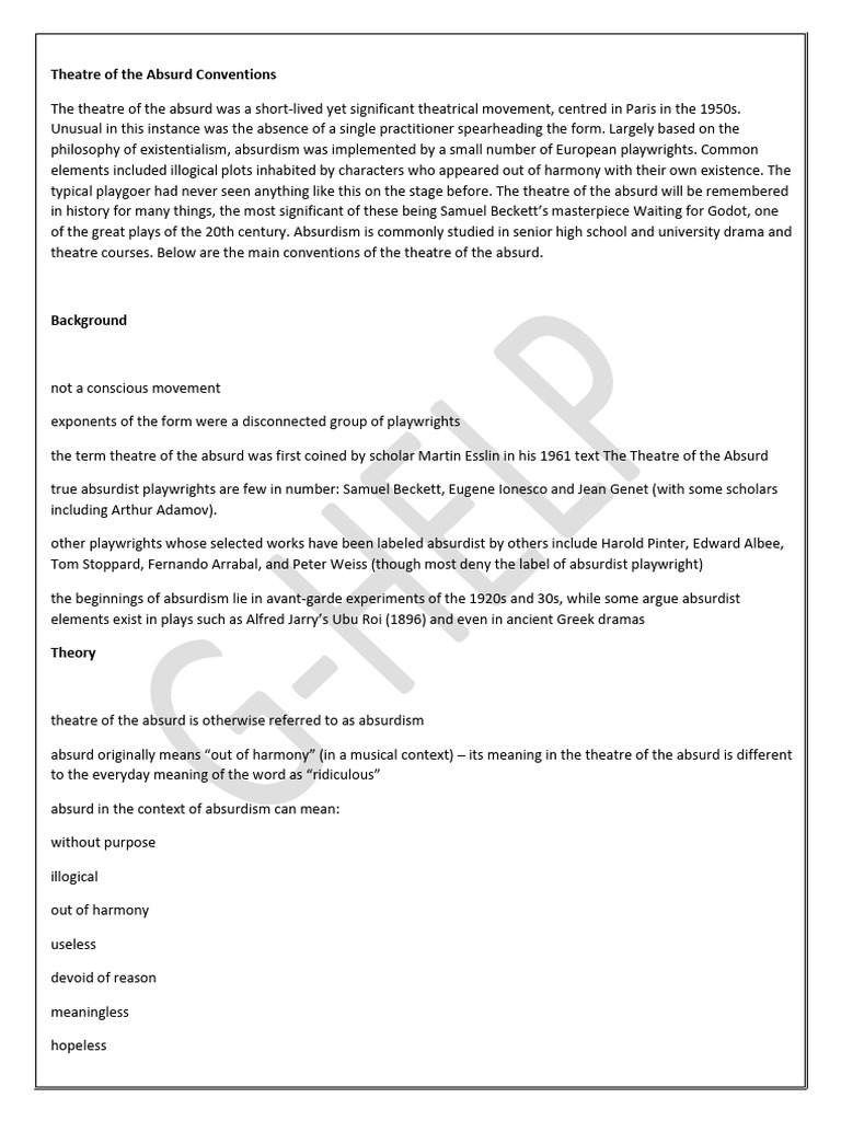 The Theatre of The Absurd | PDF | Existentialism